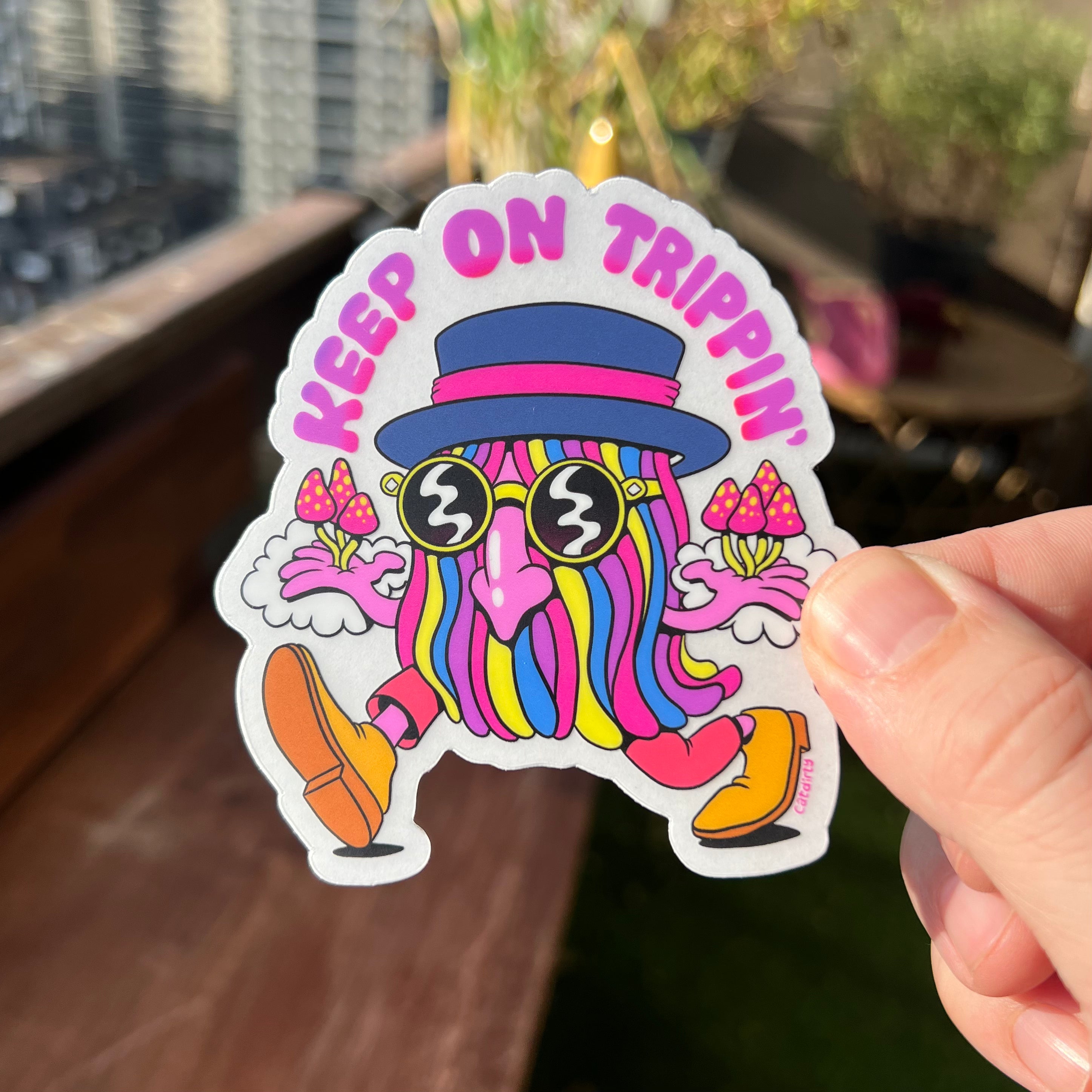 Keep On Trippin' Clear Sticker – CatDirty